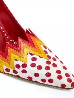 Manolo Blahnik Yquem Polka-dot Zigzag-trim Pumps