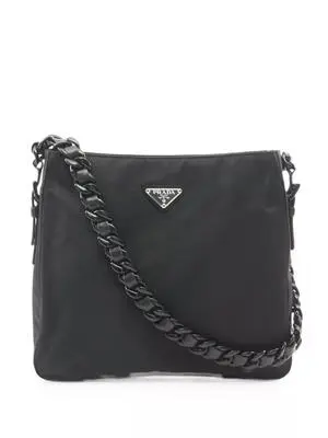 Prada 2010s Tessuto Bacheli Chain Shoulder Bag - Black