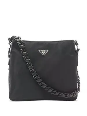 Prada Tessuto Bacheli Chain Shoulder Bag - Black