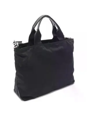 Prada 2000s Triangle Logo Tote Bag - Black