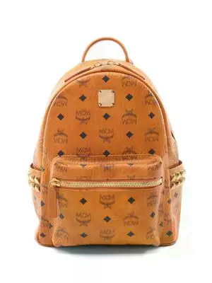 Mcm Visetos Studded Leather Backpack - Brown