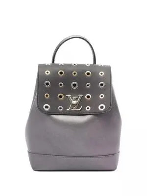 LOUIS VUITTON Lockme Eyelet-detail Leather Backpack - Grey