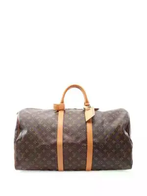 LOUIS VUITTON 2001 55 Keepall Monogram Boston Luggage Bag - Brown
