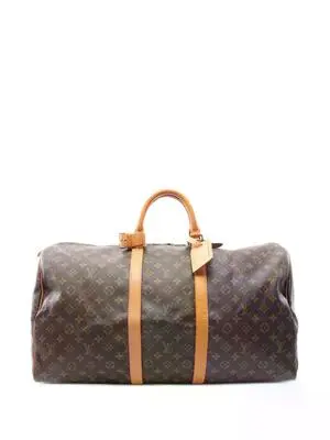 LOUIS VUITTON 2001 55 Keepall Monogram Boston Luggage Bag - Brown