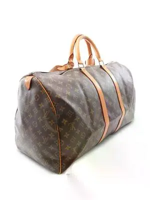 LOUIS VUITTON Monogram Keepall 55 Boston Luggage Bag - Brown