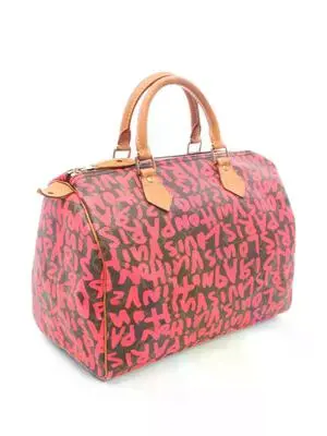 LOUIS VUITTON 2009 30 Monogram Graffiti Speedy Tote Bag - Brown