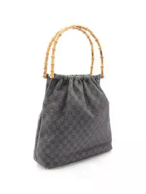 Gucci 2000s Bamboo Gg Pattern Shoulder Bag