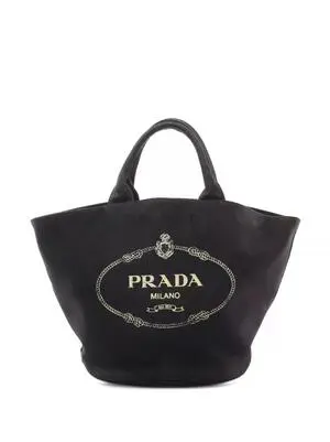 Prada Canapa Logo Print Tote Bag