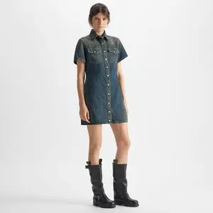 Fendi Short Sleeve Denim Shirt Dress