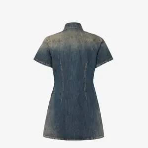 Fendi Denim Shirt Dress With Western Yoke