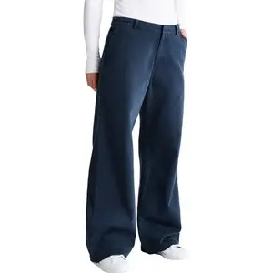 Splendid Lee High Waist Wide Leg Cotton Pants - Navy