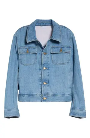 Thom Browne Selvedge Denim Backstrap Utility Jacket - Light Blue