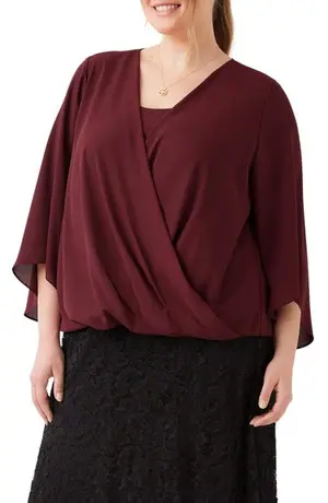 Karen Kane Draped Crossover Flutter Sleeve Top