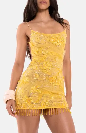 JADED LONDON Beaded Mesh Mirage Minidress