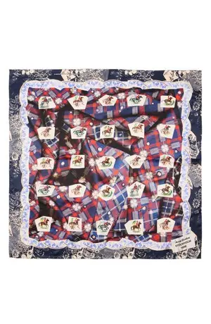 Acne Studios Volta Ceramics Print Square Organic Silk Scarf - Blue/red