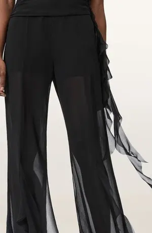 ALLSAINTS Minna Ruffled Wide Leg Trousers