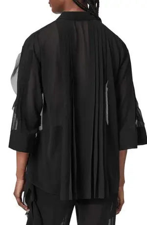 ALLSAINTS Minna Pleated Ruffle Shirt