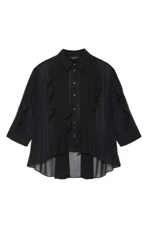 ALLSAINTS Minna Pleated Ruffle Shirt