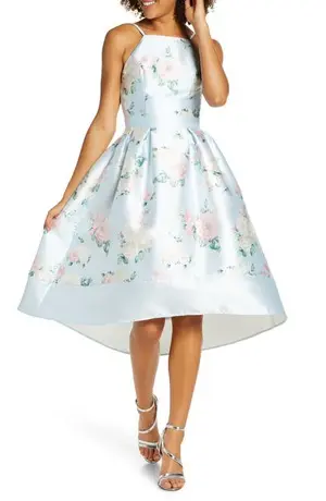 CHI CHI LONDON Tallie Floral Satin Halterneck Cocktail Dress