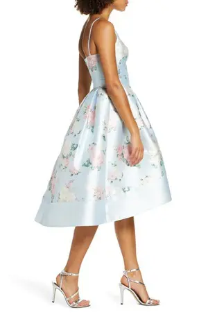 CHI CHI LONDON Tallie Floral Satin Halterneck Cocktail Dress