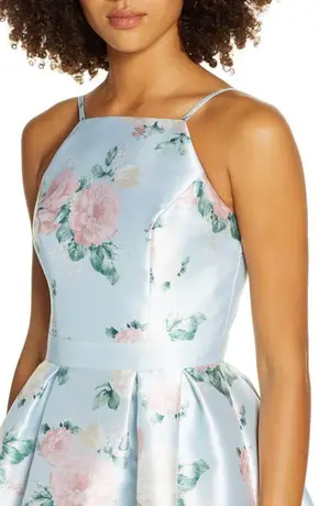 CHI CHI LONDON Tallie Floral Satin Halterneck Cocktail Dress