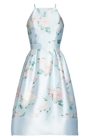 CHI CHI LONDON Tallie Floral Satin Halterneck Cocktail Dress