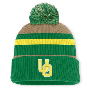 Nike Oregon Legacy Striped College Cuffed Pom Beanie - Brown