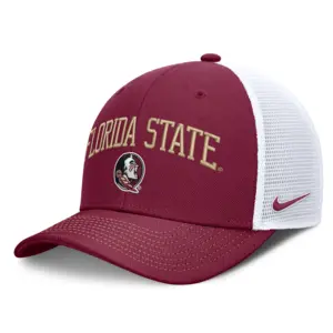 Nike Florida State University Primetime Arched Dri-fit College Trucker Adjustable Hat - Red