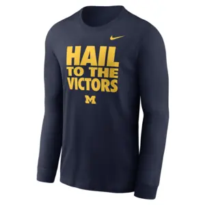 JORDAN Michigan Sideline Slogan Brand Dri-fit College Long-sleeve T-shirt - Blue