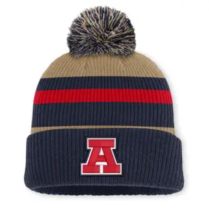 Nike Arizona Legacy Striped College Cuffed Pom Beanie - Brown