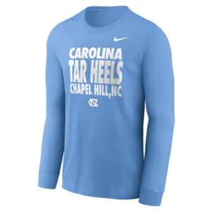 JORDAN North Carolina Sideline Slogan Brand Dri-fit College Long-sleeve T-shirt - Blue