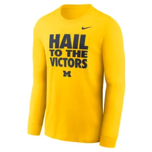 JORDAN Michigan Sideline Slogan Brand Dri-fit College Long-sleeve T-shirt - Yellow