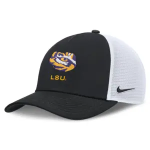 Nike Lsu Sideline Rise Gameday College Trucker Adjustable Hat - Black