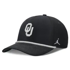 JORDAN Oklahoma Sideline Rope Rise Brand College Adjustable Hat - Black