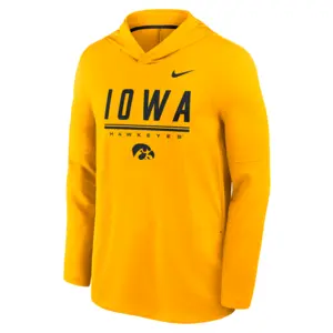 Nike Iowa Sideline Dri-fit College Long-sleeve Hooded Top - Yellow