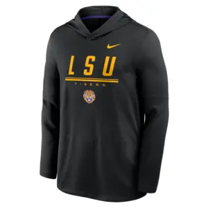 Nike Lsu Sideline Dri-fit College Long-sleeve Hooded Top - Black