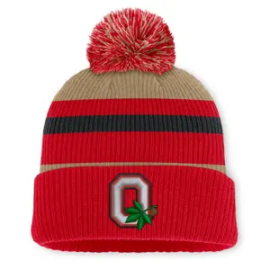 Nike Ohio State Legacy Striped College Cuffed Pom Beanie - Brown