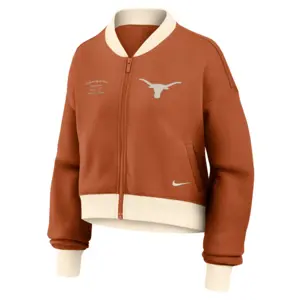 Nike Texas Academic College Oversized Cropped Full-zip Bomber Jacket - Orange