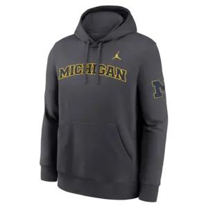 JORDAN Brand Michigan Sideline Club Pullover Hoodie - Grey