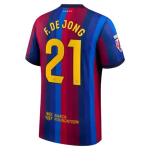 Nike Frenkie De Jong Fc Barcelona Match Home Aero-fit Soccer Jersey - Red