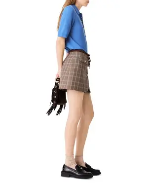 Maje Prince Of Wales Check Layered Suit Shorts
