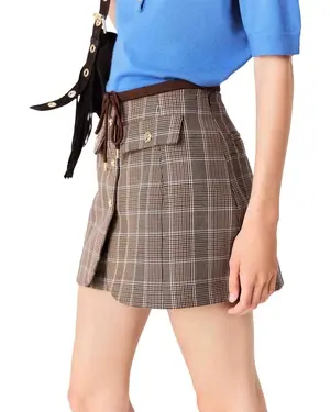 Maje Prince Of Wales Check Layered Suit Shorts