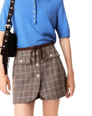 Maje Prince Of Wales Check Layered Suit Shorts