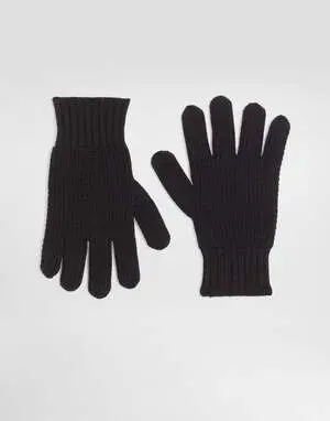 Dolce & Gabbana Knitted Virgin Wool Gloves - Blue