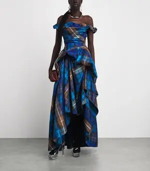 VIVIENNE WESTWOOD Tartan Off-the-shoulder Gown