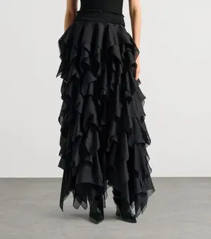 Balmain Silk Ruffled Maxi Skirt