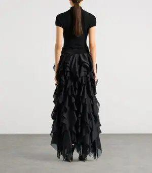 Balmain Silk Ruffled Maxi Skirt