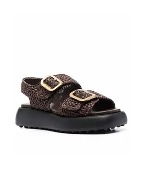 TOD'S Buckle Detail Woven Sandals