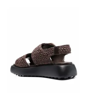 TOD'S Buckle Detail Woven Sandals
