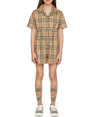 Burberry Vintage Check Stretch-cotton Twill Playsuit - Yellow